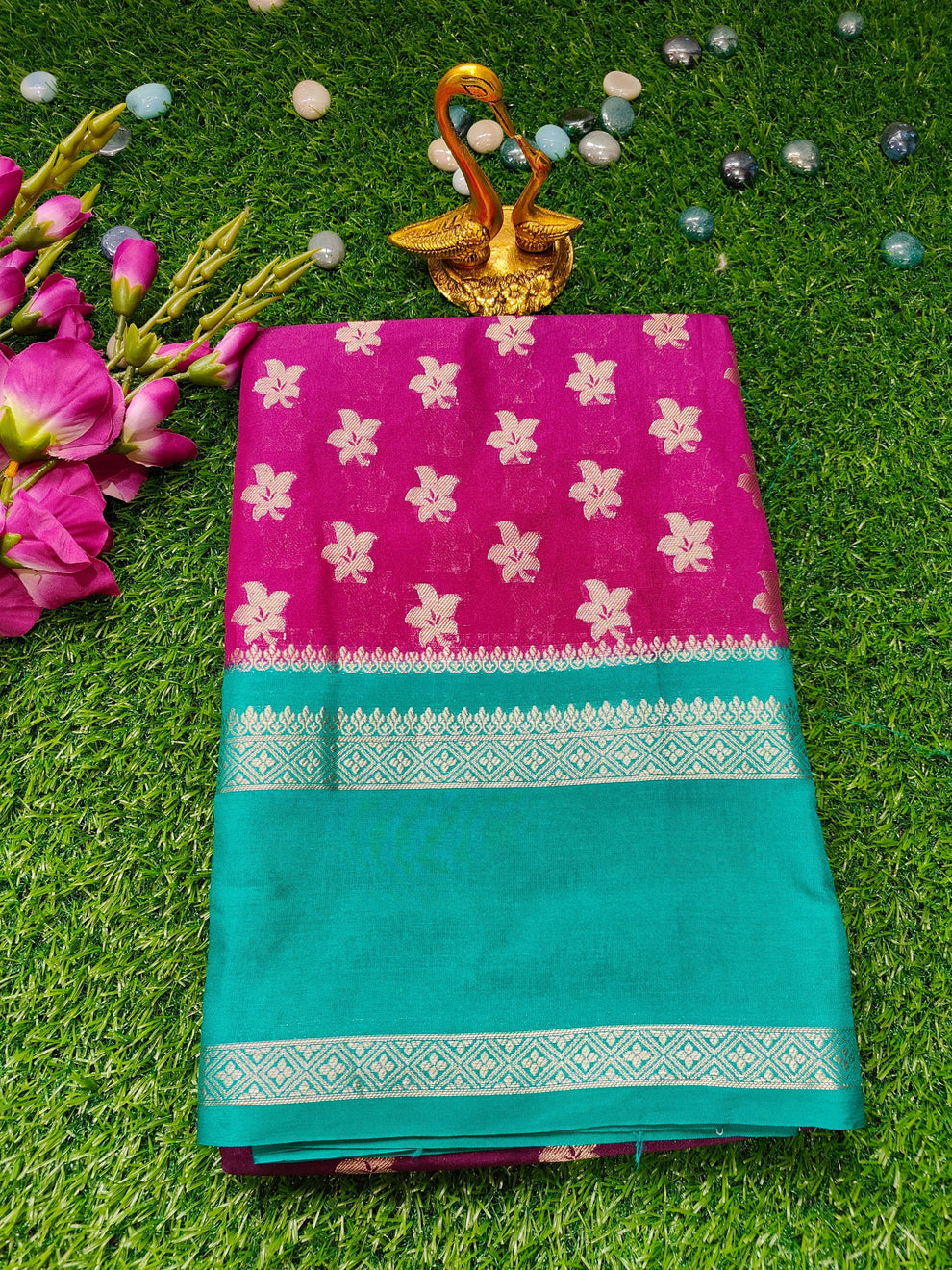 PURPLE GADHWAL BORDER GAJI SILK SAREE – TANTURI
